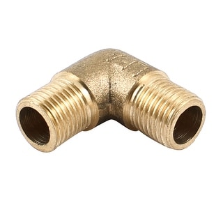 Brass 90 Degree Elbow 1/4" PT Male to 1/4"PT Male Pipe Fitting Coupler - Gold Tone - Bed Bath ...